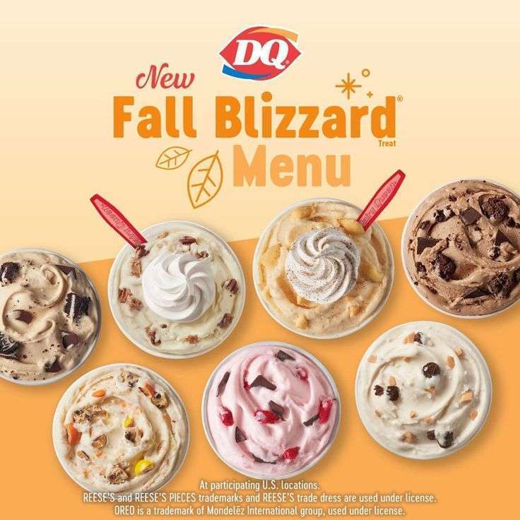 Dairy Queen Blizzard Menu 4 Classic Flavors